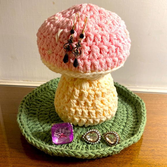 Accessories | Custom Made Crochet Jewelry Holder Mushroom Tray Handmade ...